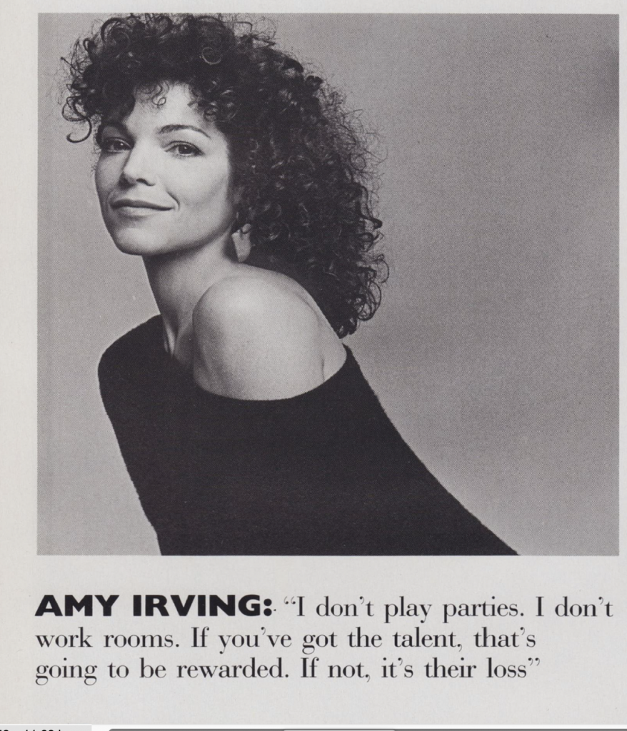 Talking to . . . Amy Irving – Maureen Orth